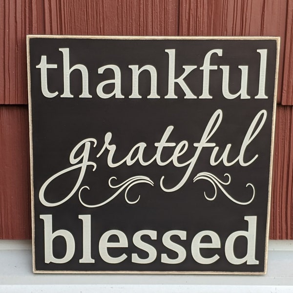 Grateful Thankful Blessed Sign - Etsy