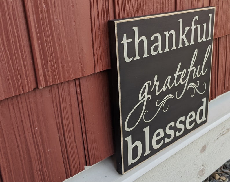 Thankful Grateful Blessed Farmhouse Sign Christian Farmhouse - Etsy