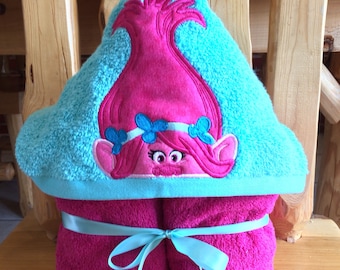 Poppy Hooded Towel, Trolls Hooded Towel, Girl Troll Towel, Pool Towel ...