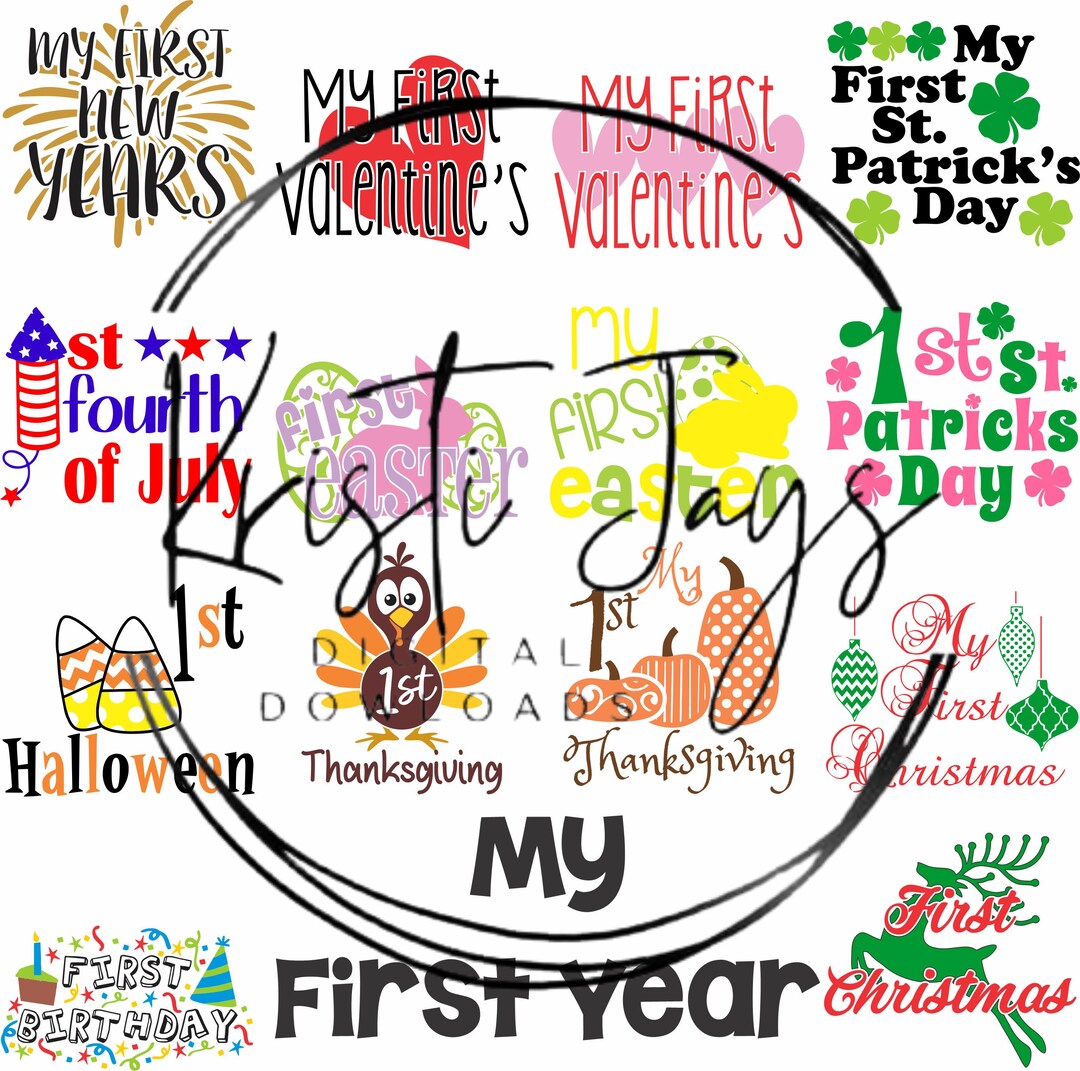 First Year Holiday Bibs SVG DXF - Etsy