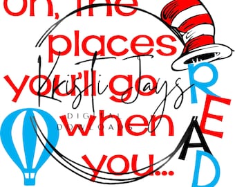 Oh the Places You'll Go-read Across America SVG Dxf Eps - Etsy