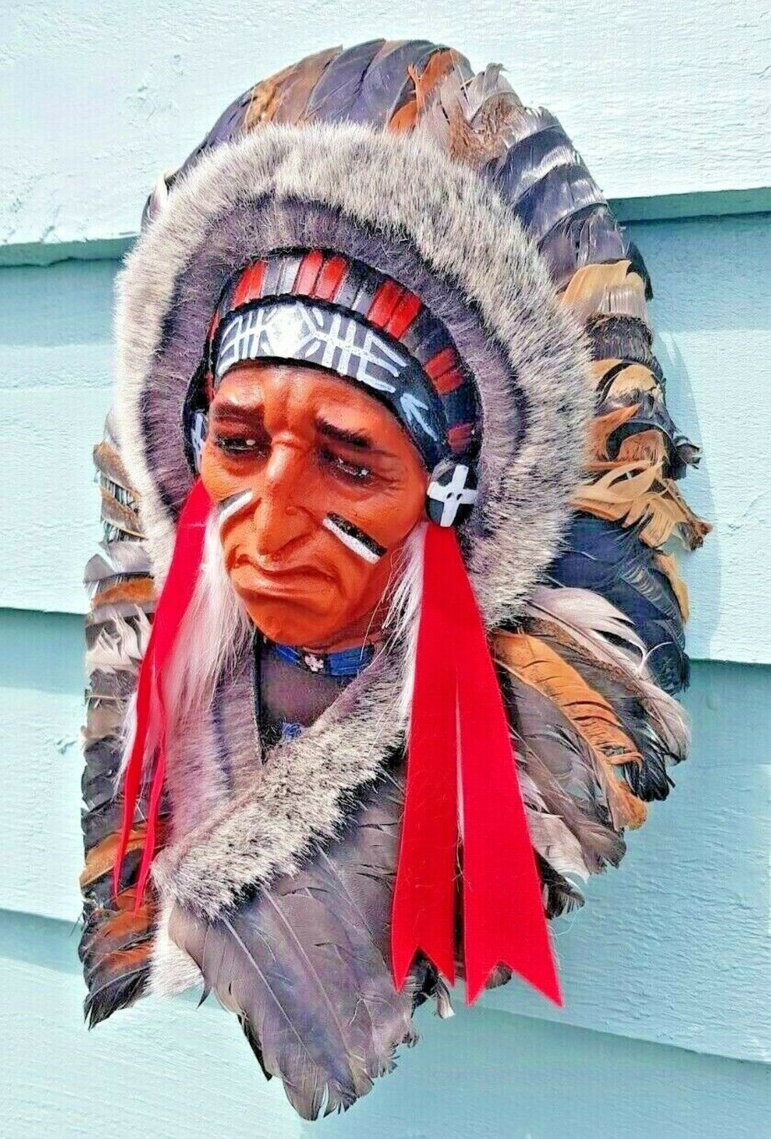 Native American Decorative Figure With Full Head Dress Wall Hanging - Etsy