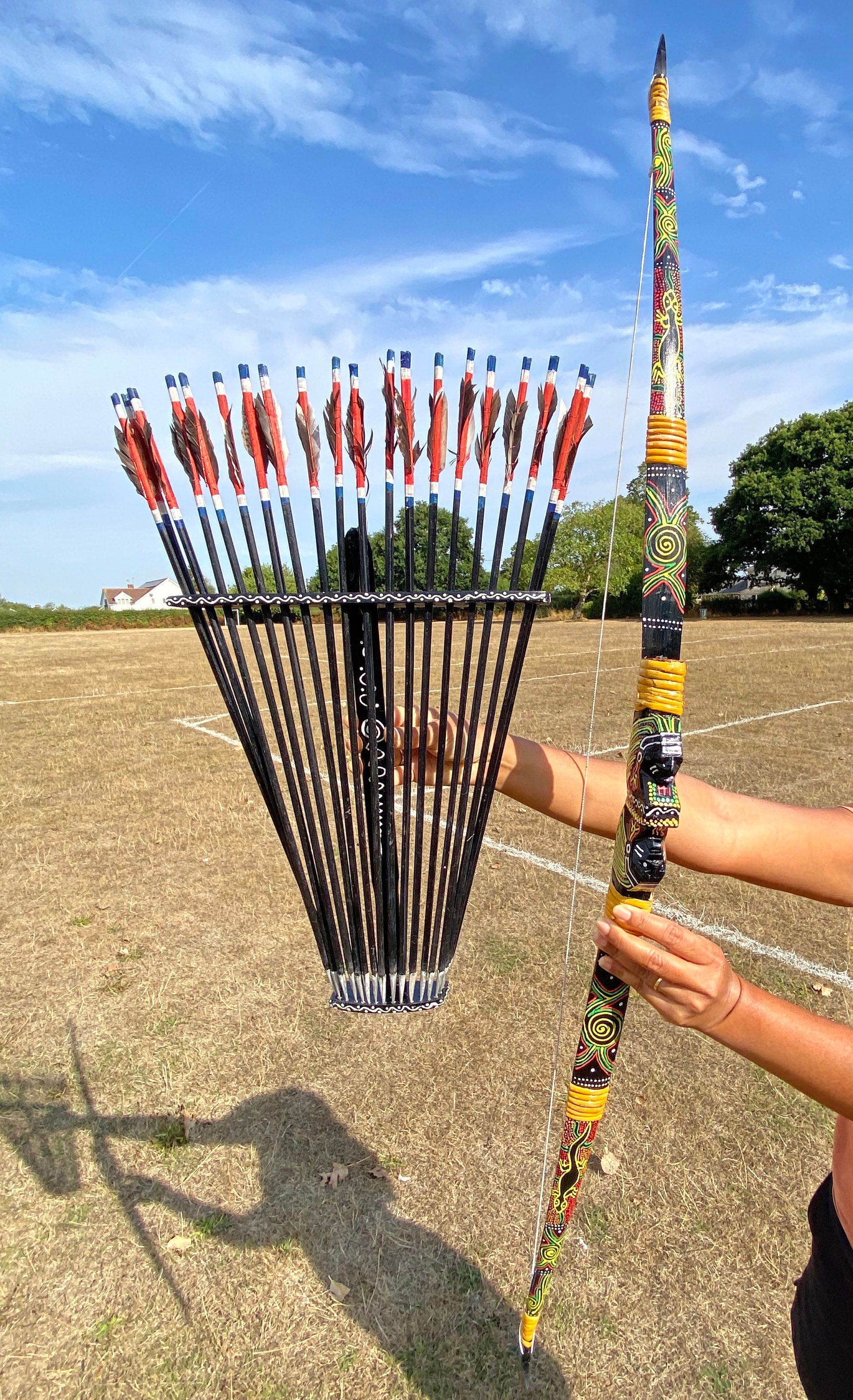 Traditional Recurve Archery Set With 20 Arrows - Hand Painted Design ...