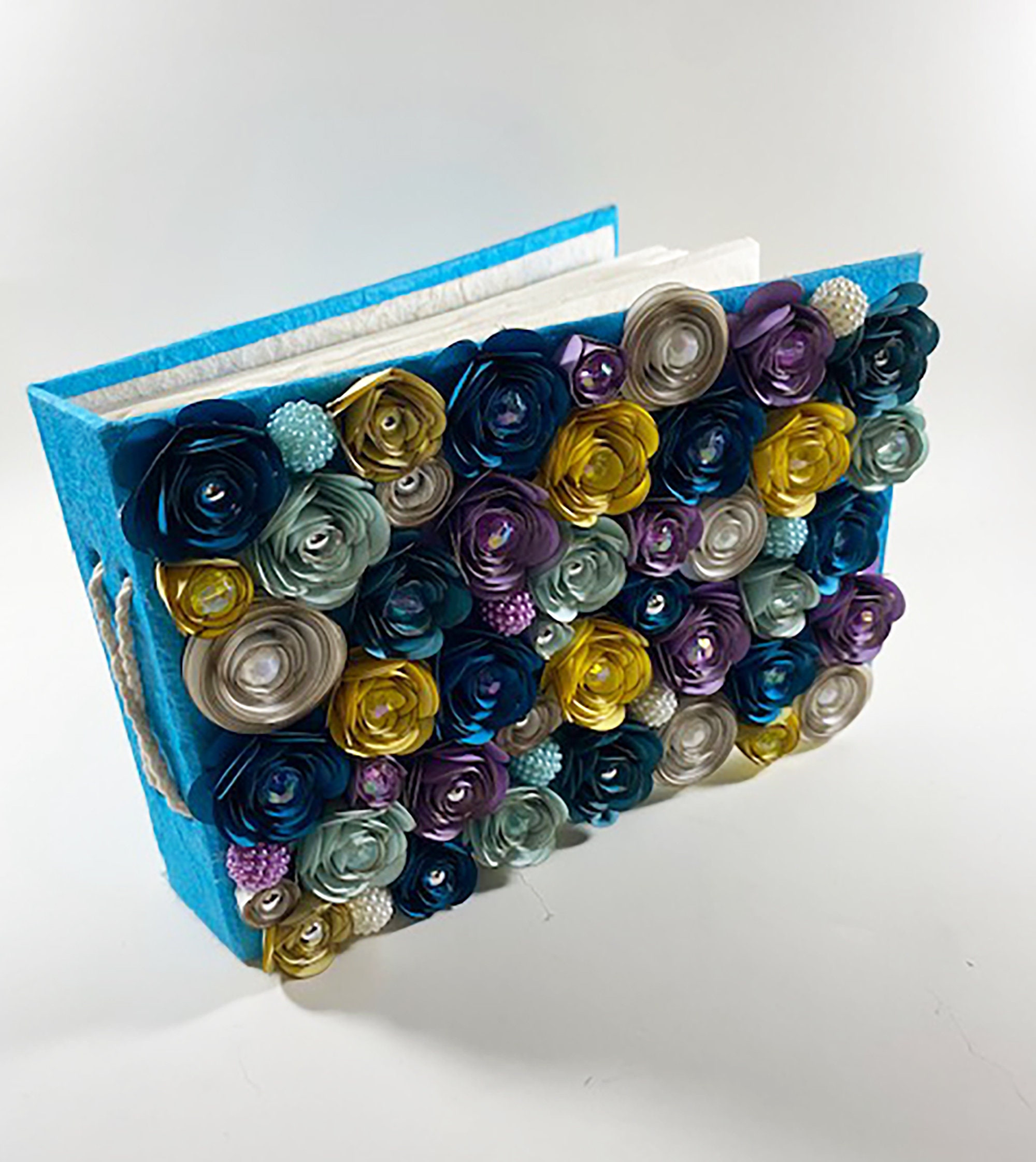 NOTEBOOK/JOURNAL Handmade Paper Flower Cover Tiny Roses in Variety or ...