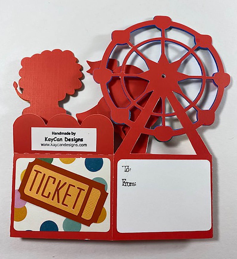 Carnival Box Card With Circus Lion and Ferris Wheel | Etsy