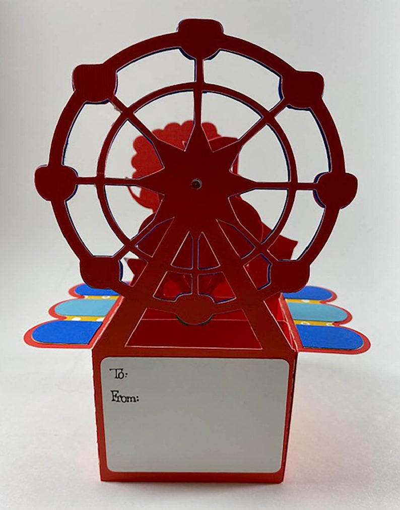 Carnival Box Card With Circus Lion and Ferris Wheel | Etsy