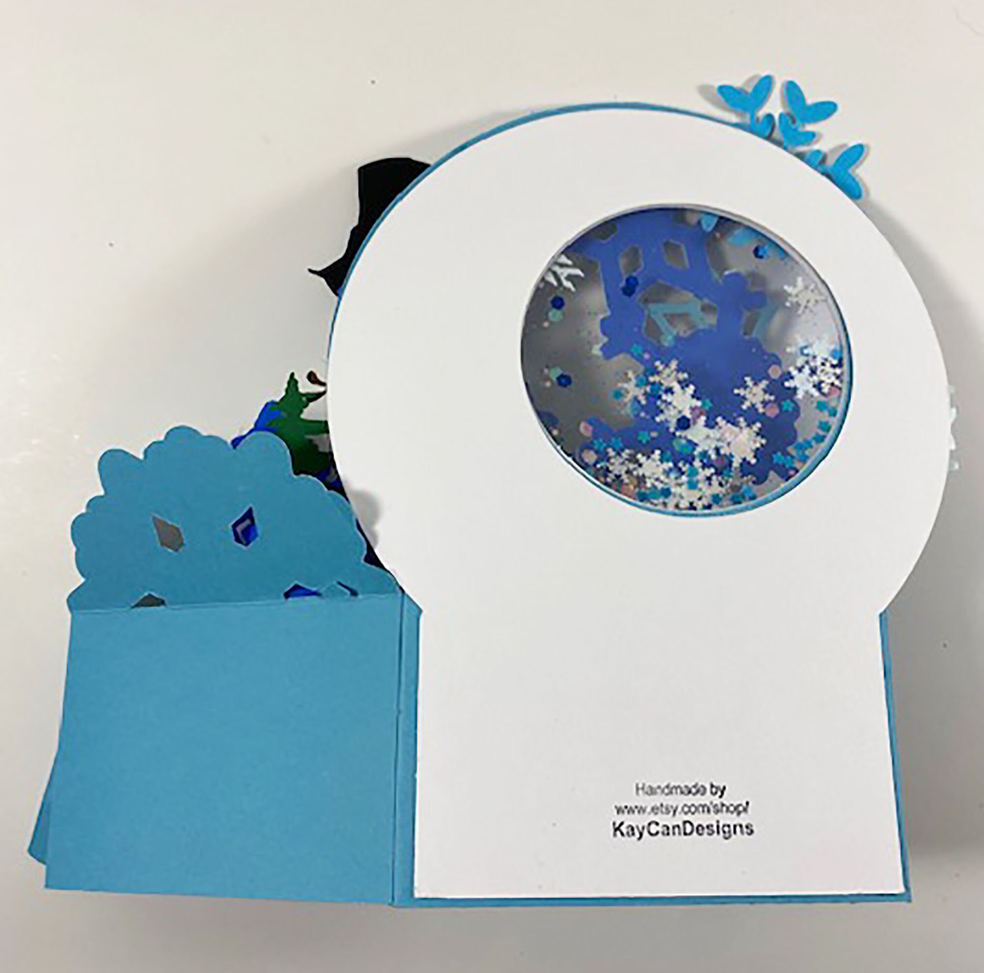 Snow Globe SHAKER BOX With Snowman and Snowflakes Box Card merry ...