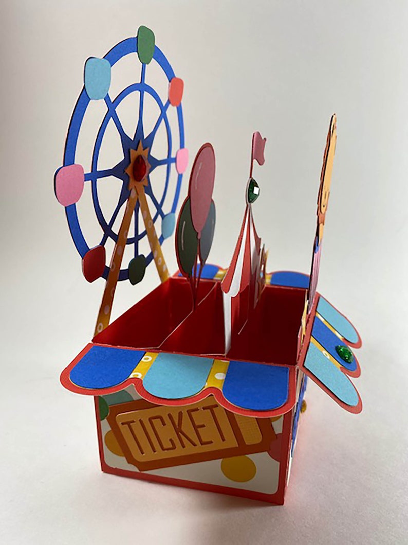 Carnival Box Card With Circus Lion and Ferris Wheel | Etsy