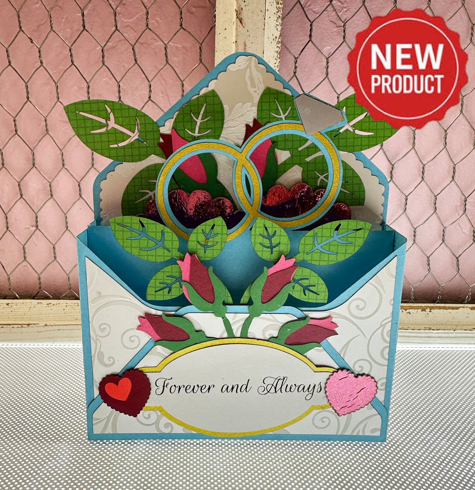 Pop up Envelope Style Box Card - "forever and Always", Wedding Themed ...