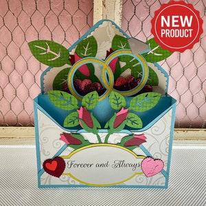 Pop up Envelope Style Box Card - "forever and Always", Wedding Themed ...