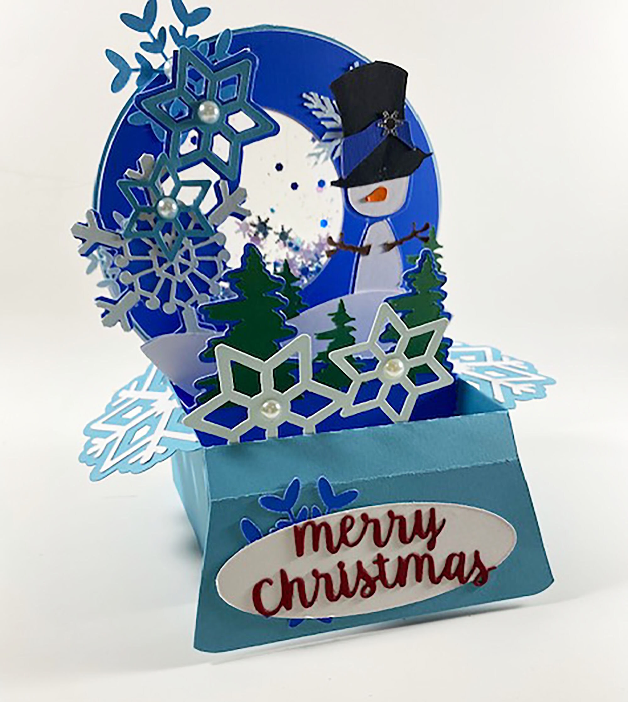 Snow Globe SHAKER BOX With Snowman and Snowflakes Box Card merry ...