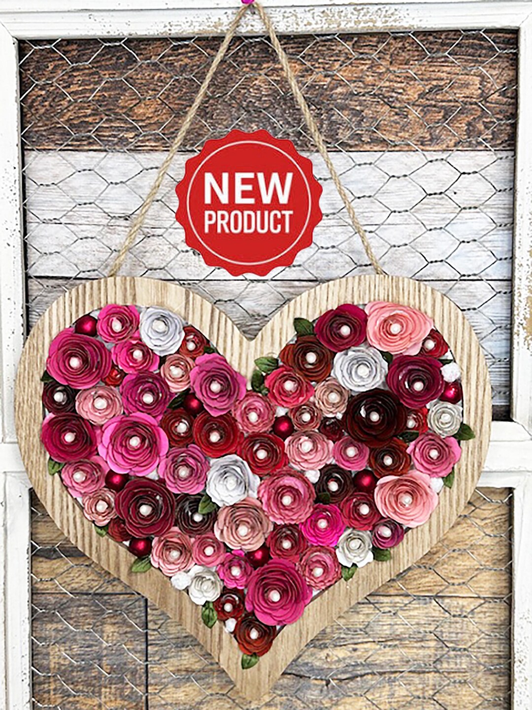 Handmade Paper Flower Plaques - With Pink and Red Rossettes ...
