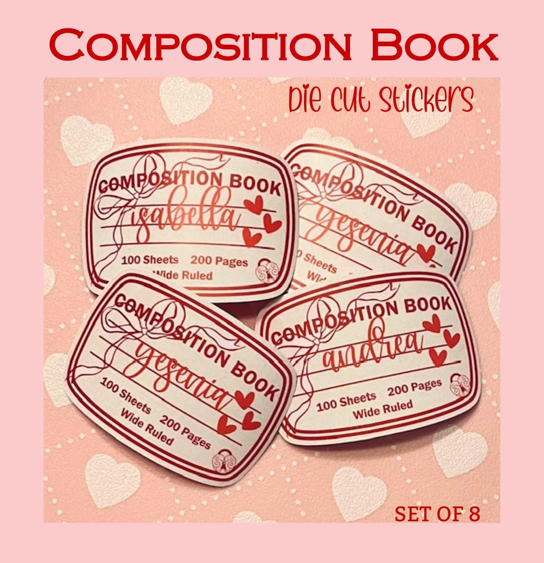 Composition Book Sticker, Notebook Sticker, Valentine's Day Sticker ...