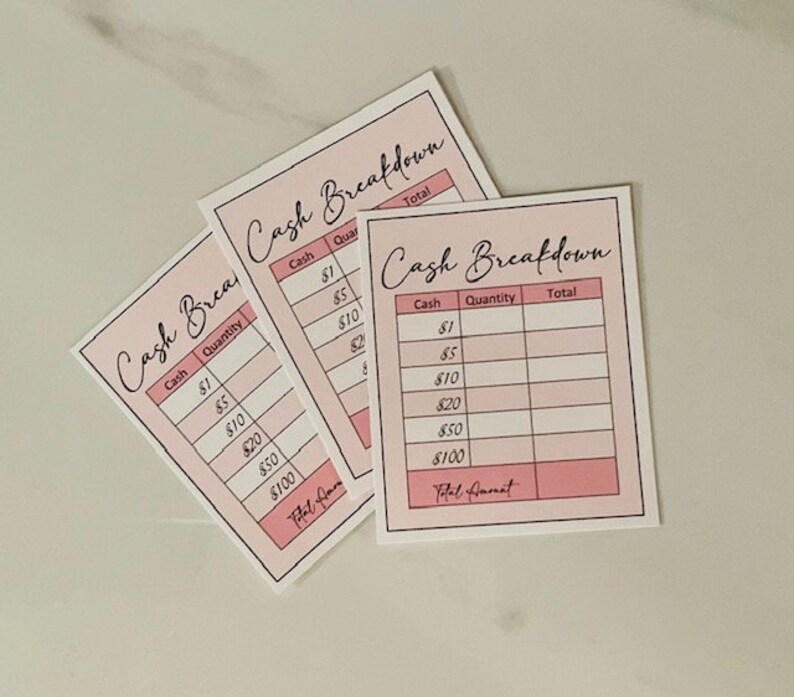 Printable Cash Breakdown Slips Bank Deposit Slips - Etsy