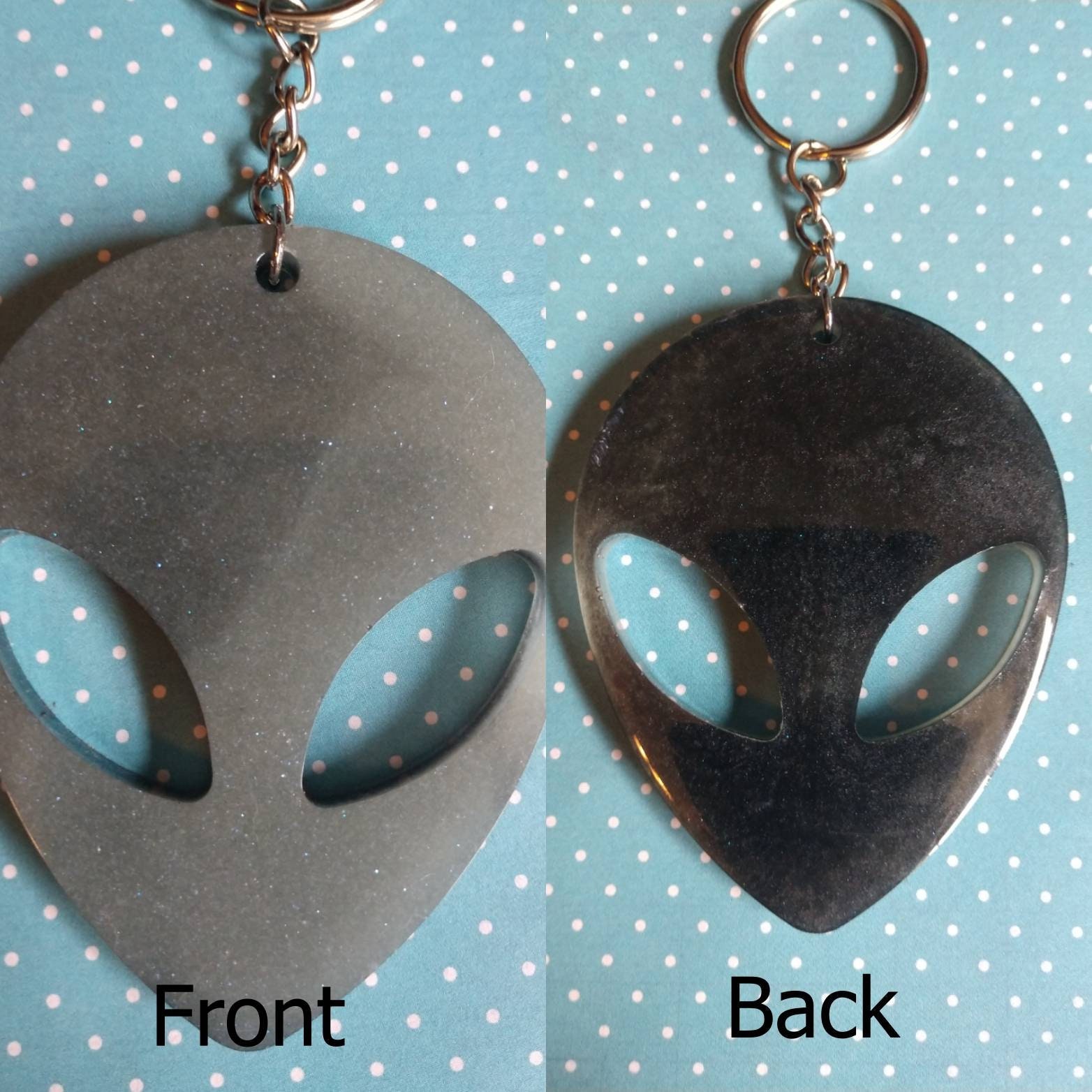 Alien Head Silhouette Epoxy Resin Keychain Multiple Colors - Etsy