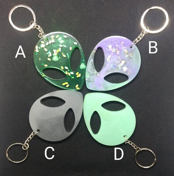 Alien Head Silhouette Epoxy Resin Keychain Multiple Colors - Etsy