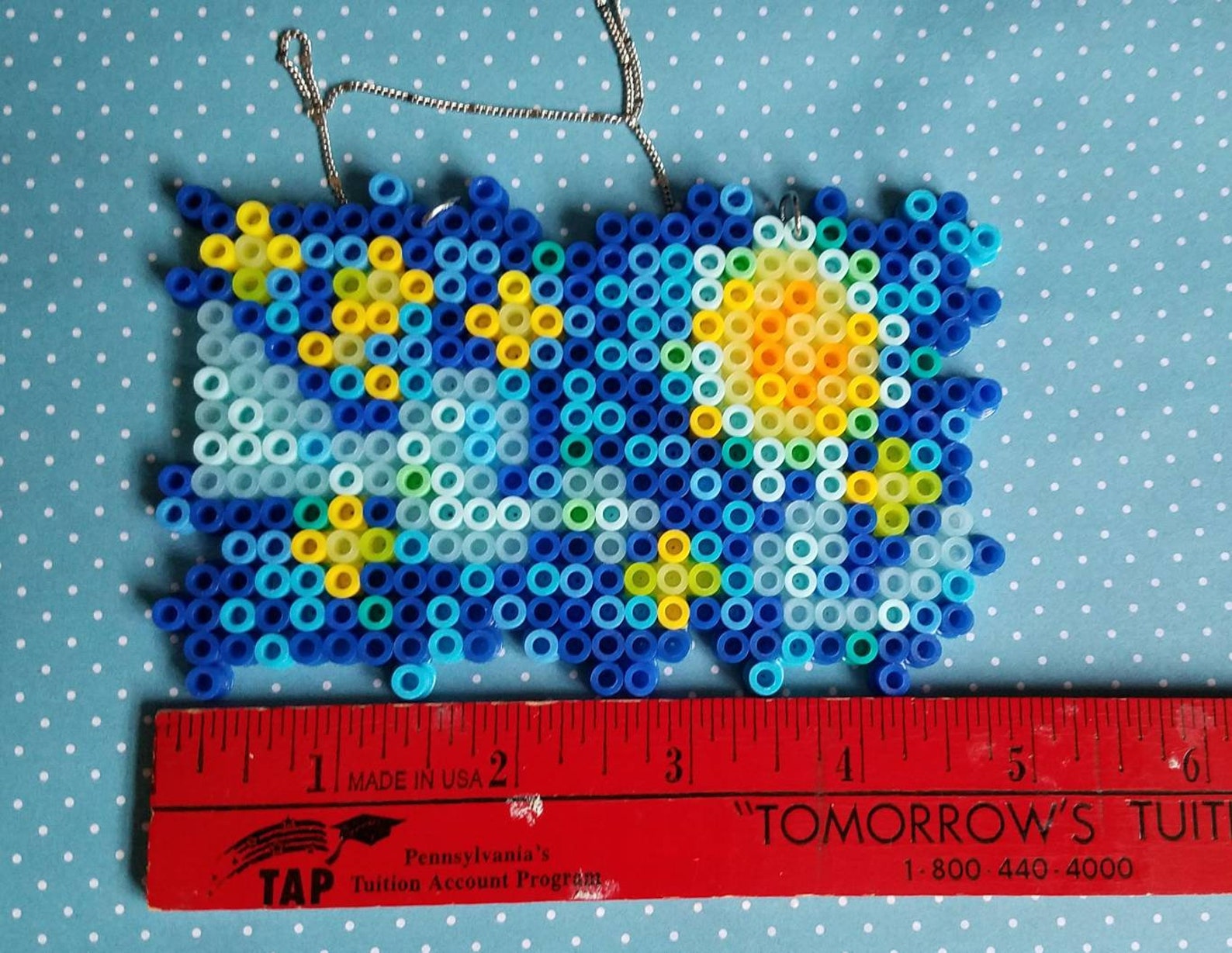 Van Gogh Starry Night Perler Fuse Bead Necklace Glow in the - Etsy