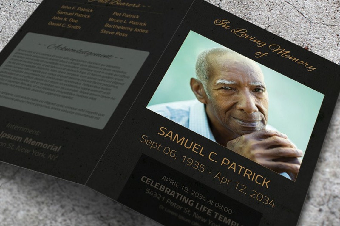 Funeral Program for Man Funeral Program Template Brochure - Etsy
