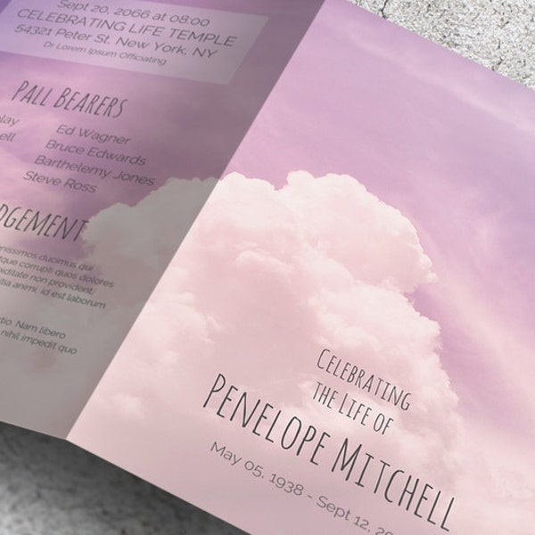 Funeral Programs With Clouds - Etsy