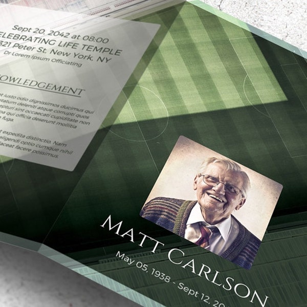 Football Funeral Program Template - Etsy