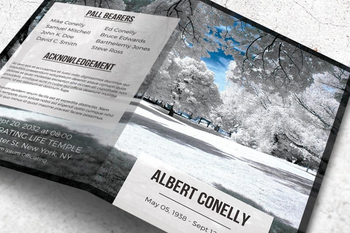 Funeral Program, Printable Funeral Template, Memorial Service Program ...