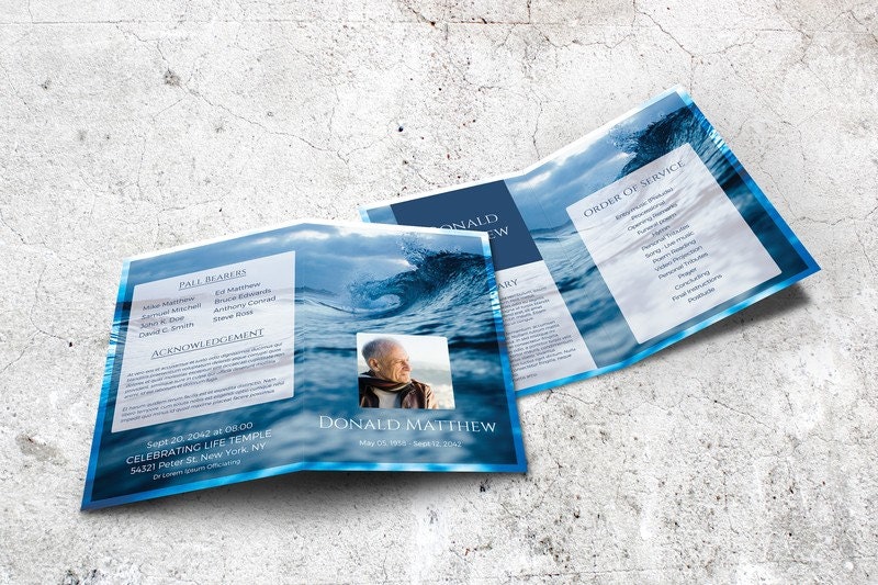 Memorial Booklet Template, Printable Funeral Program Editable With ...