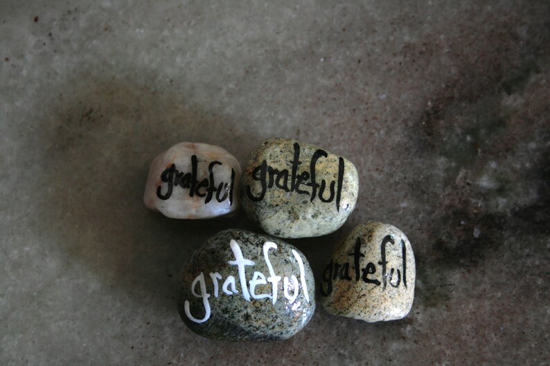 Grateful Gifts Painted Beach Rocks, Gratitude Gifts Pocket Stones ...