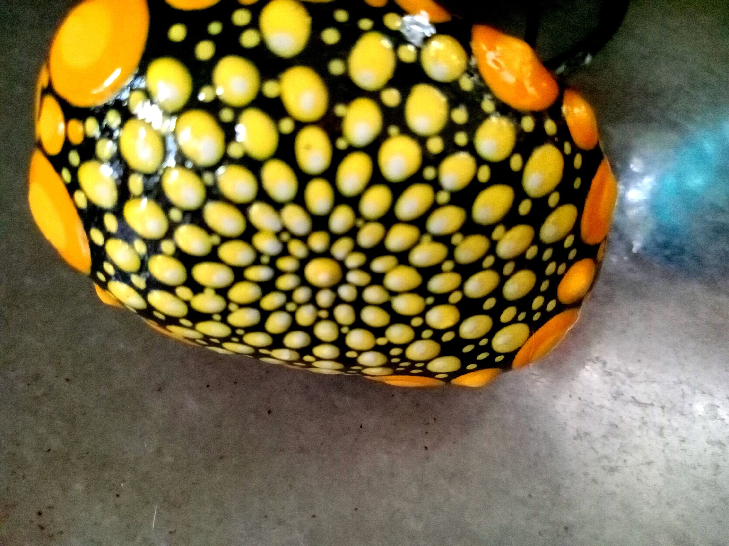 Lemon Fruit Pattern Painted Rock Paperweight, Yellow and Black Home ...