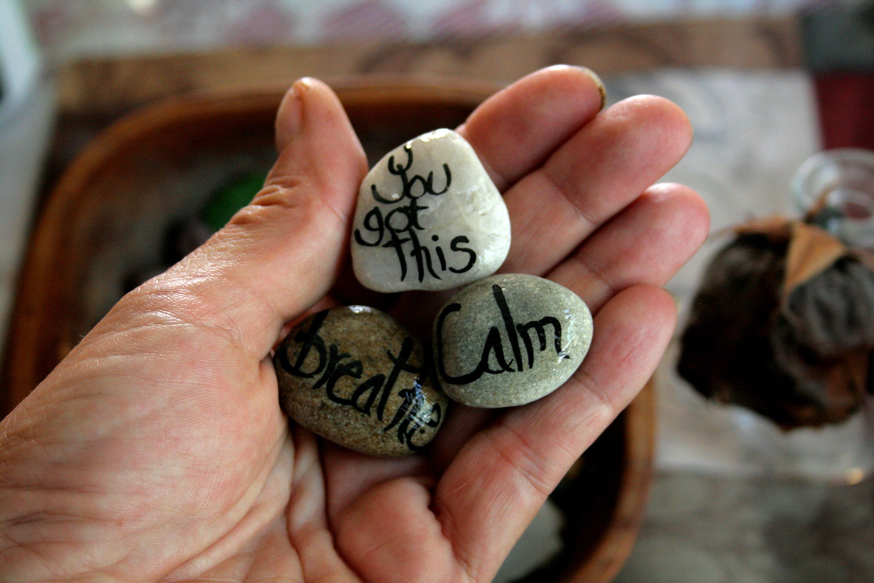 Inspirational Hand Painted Beach Rocks, Spiritual Gift for Her, Yoga ...