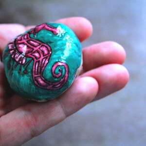 Seahorse Artwork Painted Rock Beach House Home Accent | Etsy