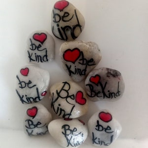 Be Kind Motivational Quote on Stone, White Hand Painted Beach Rock ...