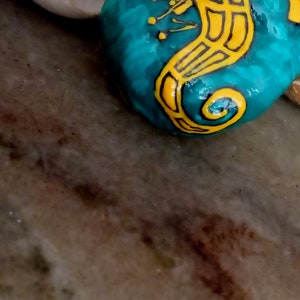 Seahorse Artwork Painted Rock, Beach House Home Accent, Aquarium Marine ...