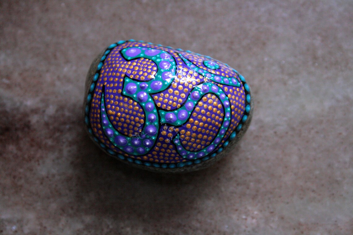 Om Symbol Hand Painted Rock, Spiritual Stone Yogi Gift Ideas, Yoga ...