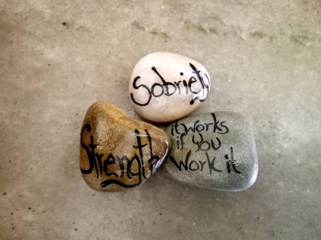 AA Recovery Gifts Healing Rocks, Addiction Support Painted Pocket ...