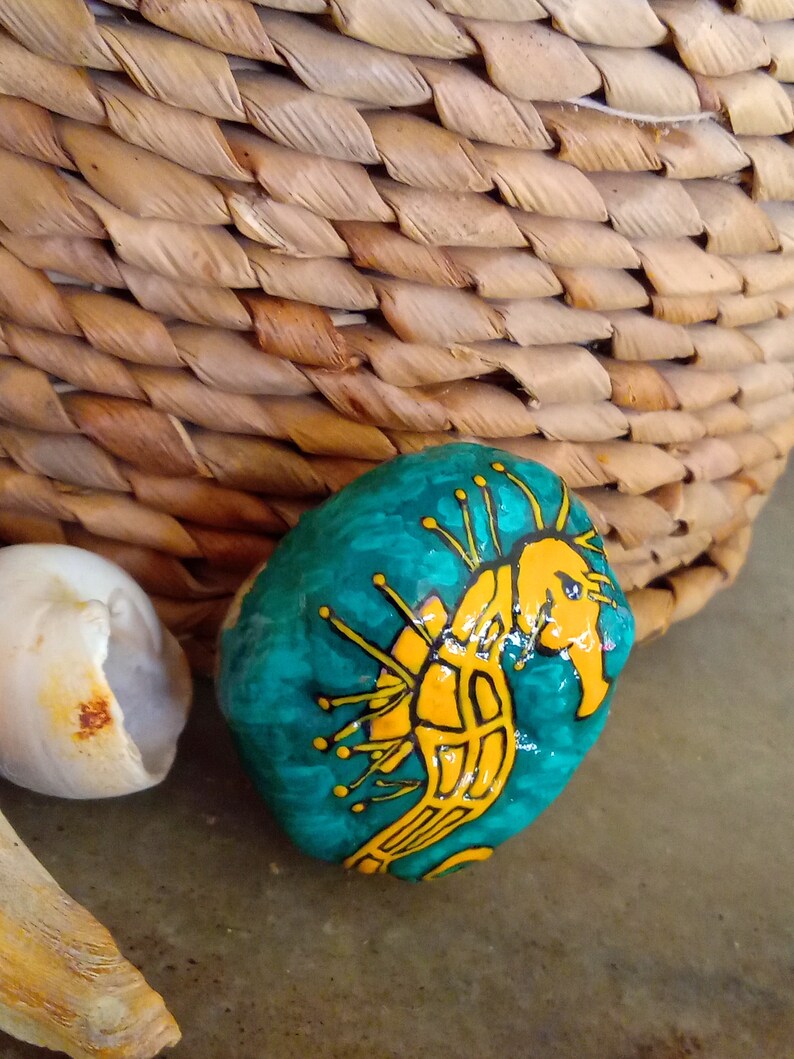 Seahorse Artwork Painted Rock Beach House Home Accent - Etsy