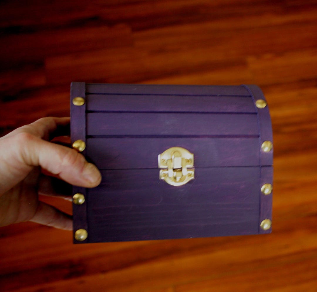 Wooden Keepsake Box, Purple Painted Storage Box, Dark Purple Treasure ...