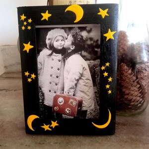 Moon and Stars Painted Picture Frame, Black Photo Frame Love You to the ...