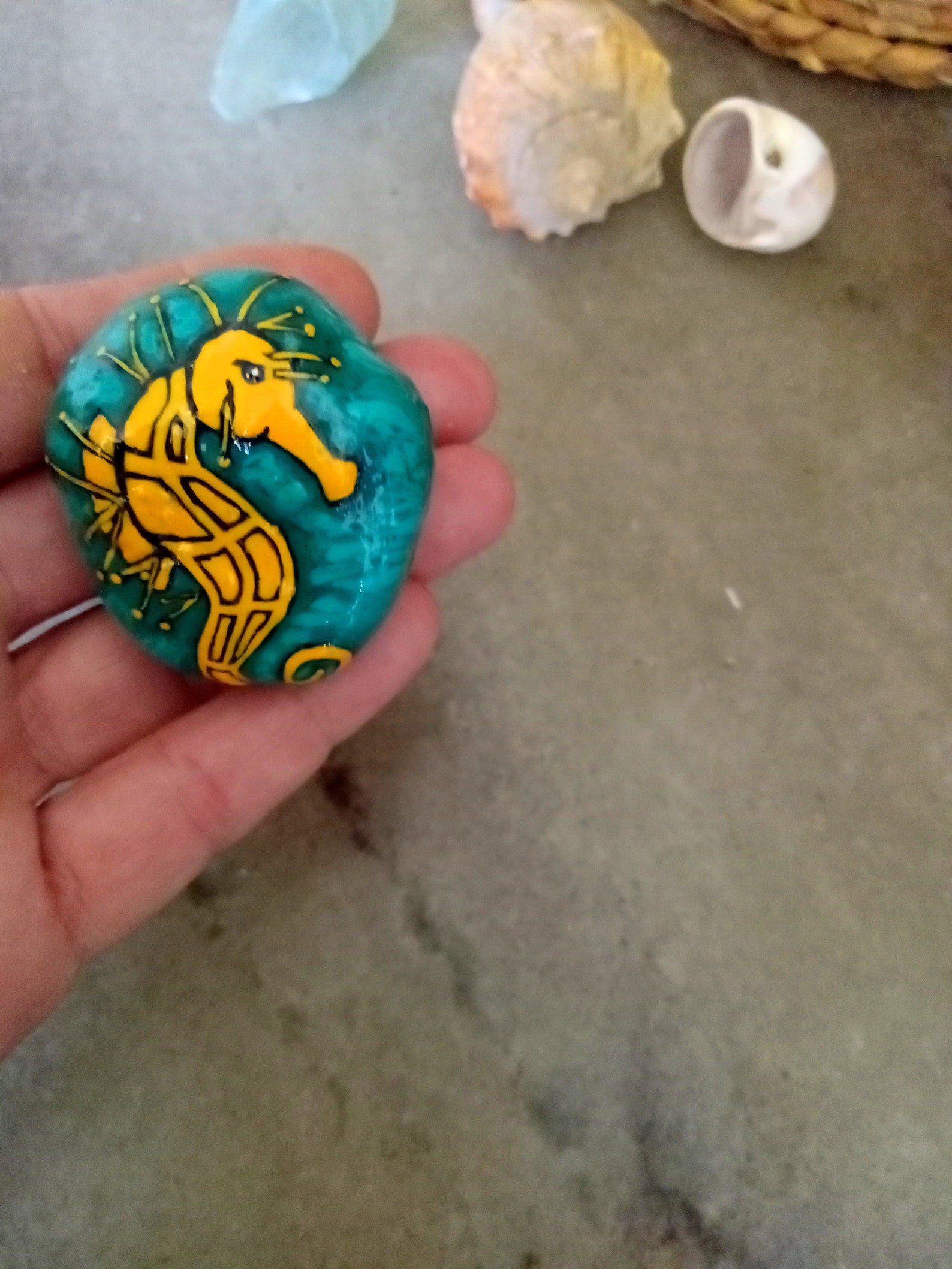 Seahorse Artwork Painted Rock Beach House Home Accent - Etsy