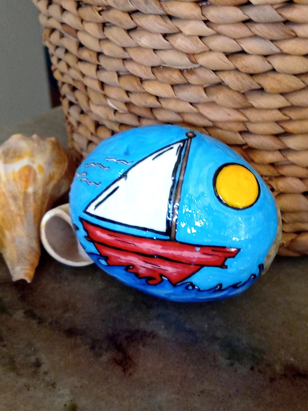 Red Sailboat Beach House Art, Sailboat Painting Maritime Art Painted ...