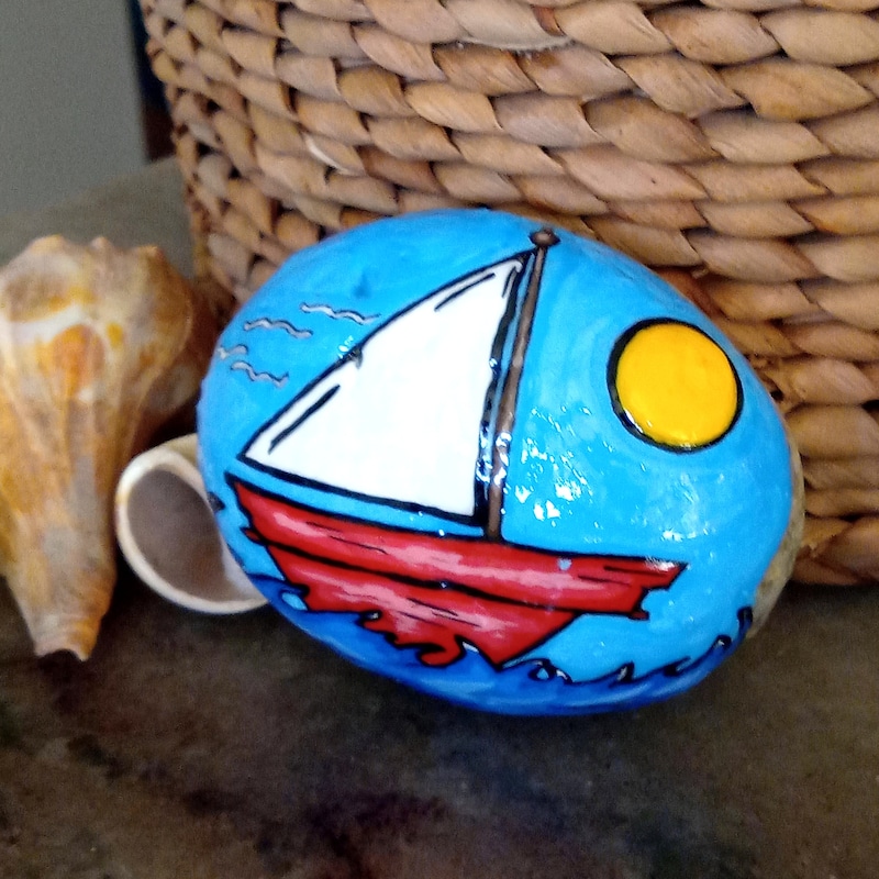 Painted Beach Rock - Etsy