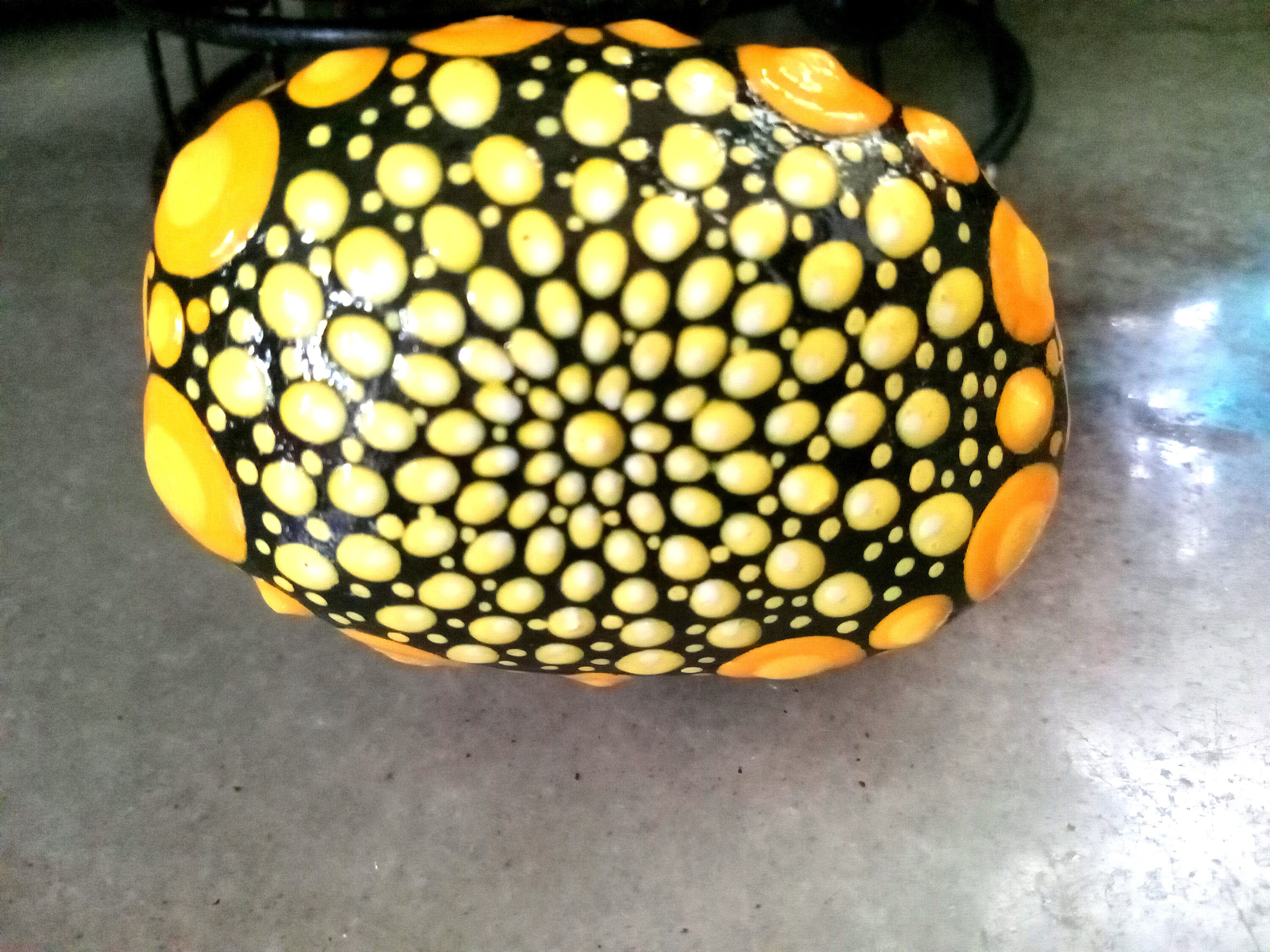 Lemon Fruit Pattern Painted Rock Paperweight, Yellow and Black Home ...