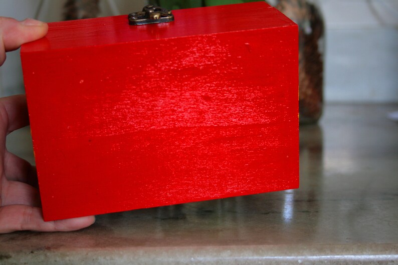 Small Red Wood Box 6 X 2.7 X 4 Cosmic Sun - Etsy