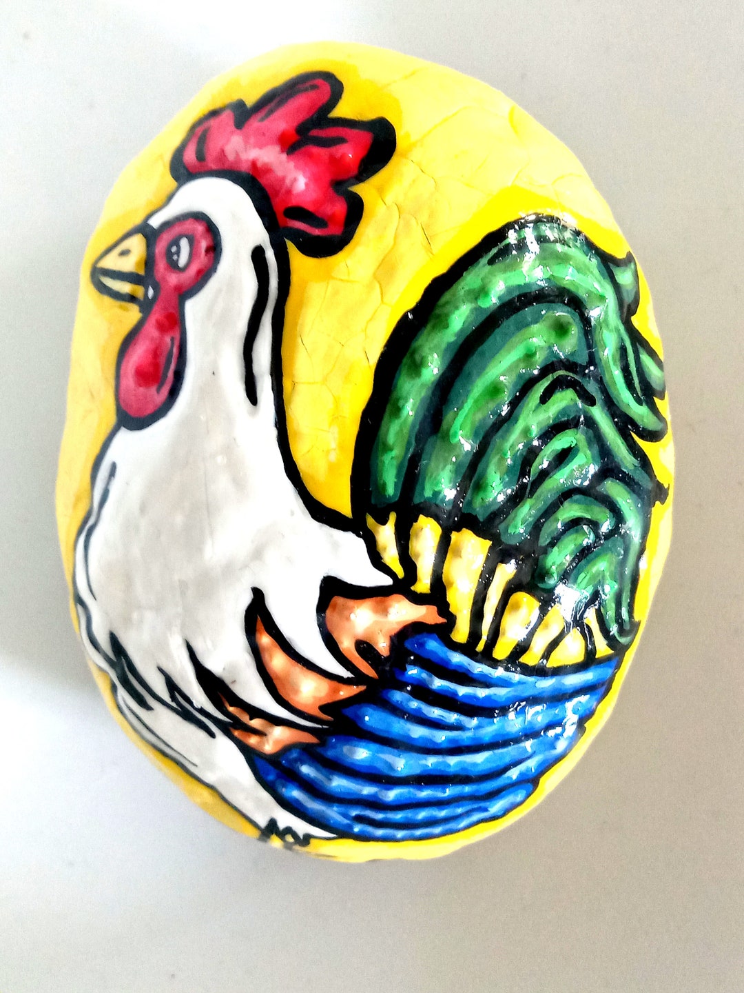 Rooster Painting Farmhouse Decor Painted Rock Farm Animal - Etsy