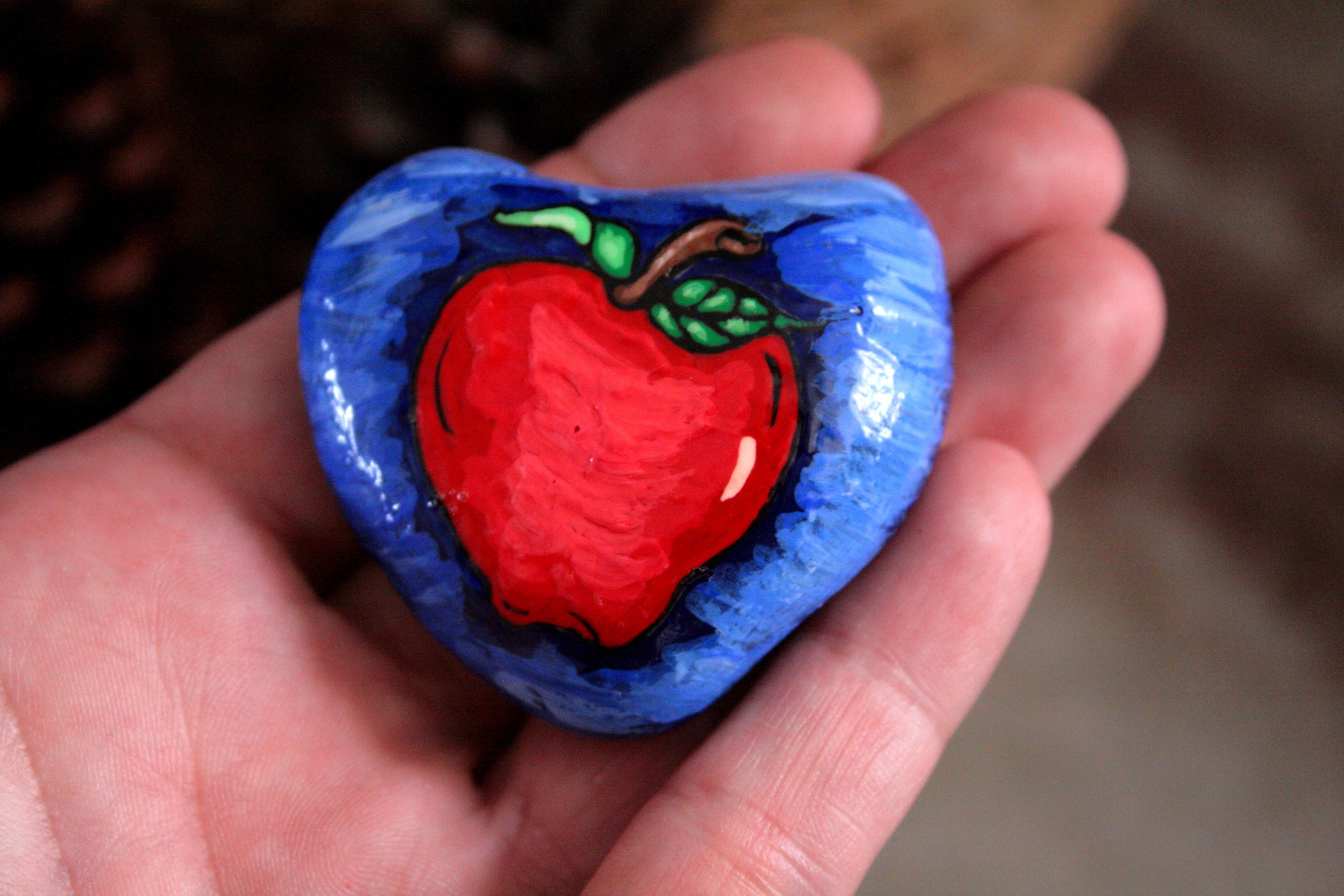 Teacher Appreciation Gift Red Apple Painted Rock Favorite | Etsy