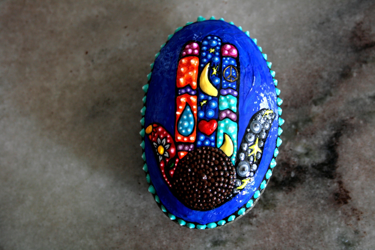 Hamsa Palm Hand Painted Rock Yoga Studio Decor Yoga Symbols - Etsy