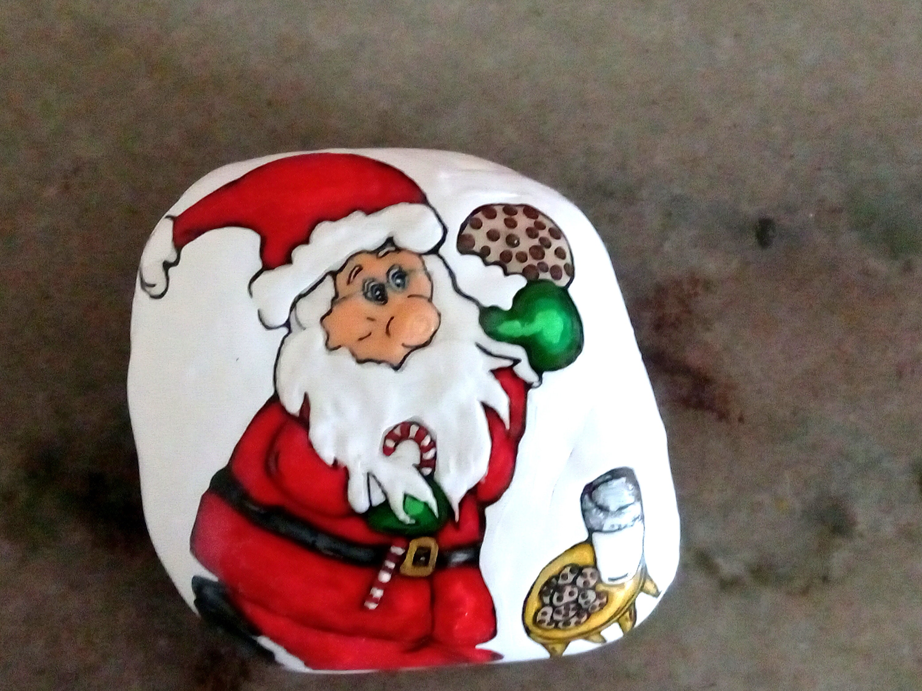 Santa Clause Painted Beach Rock Holiday Decor, Santa Clauses' Cookies ...