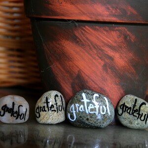 Grateful Gifts Painted Beach Rocks, Gratitude Gifts Pocket Stones ...