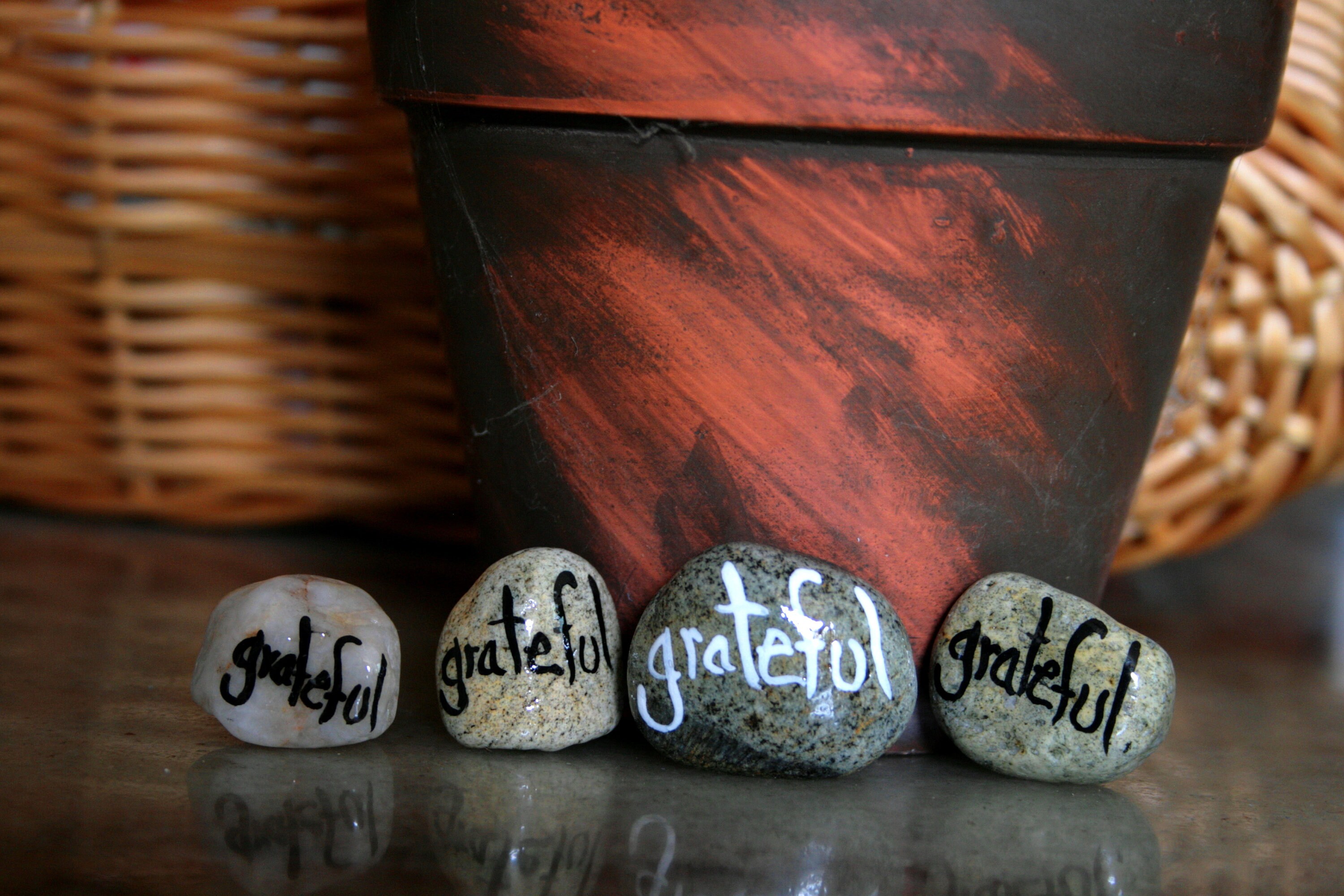 Grateful Gifts Painted Beach Rocks, Gratitude Gifts Pocket Stones ...