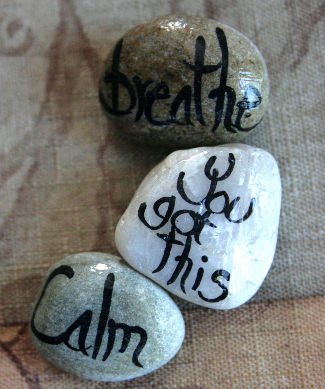 Inspirational Hand Painted Beach Rocks, Spiritual Gift for Her, Yoga ...