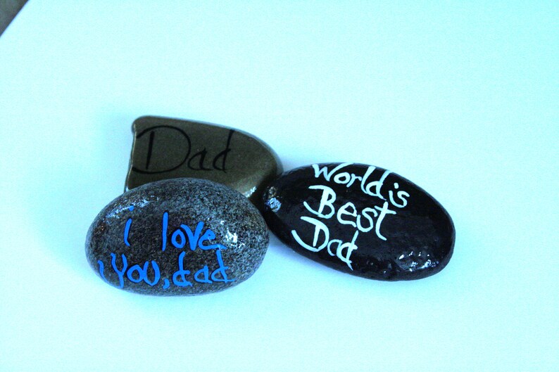 World's Best Dad Painted Rock Father's Day Gift Hand | Etsy